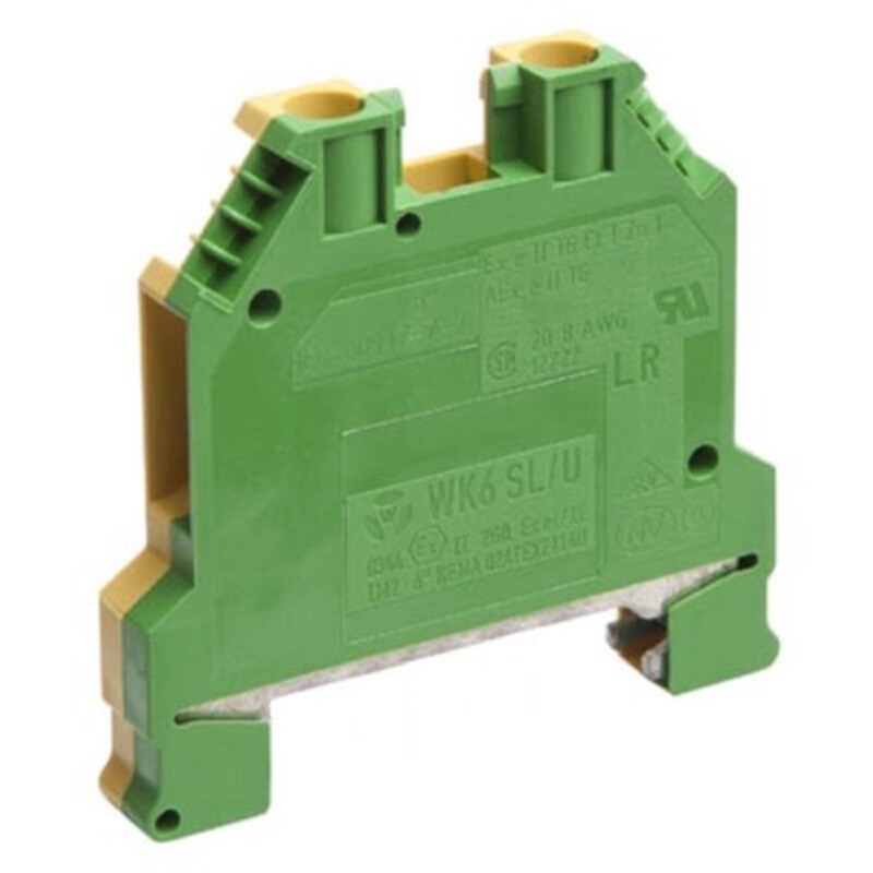 Wieland selos WK 6mm Earth DIN Rail Terminal for TS35 & TS32 Rail Green ...