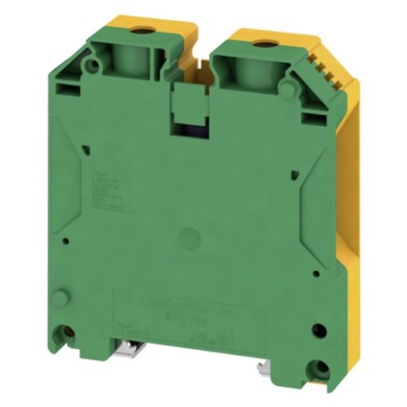 Weidmuller W Series 70mm Earth DIN Rail Terminal for TS35 Rail Green ...