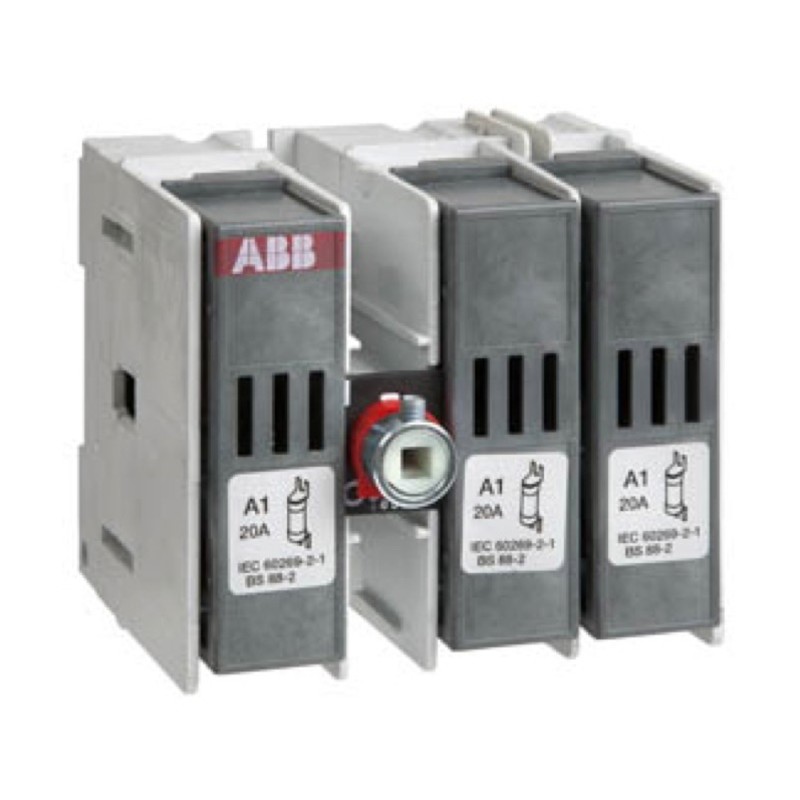ABB OS 20A 3 Pole Switch Fuse for Base Mounting Switch Mechanism Between 1st & 2nd Pole