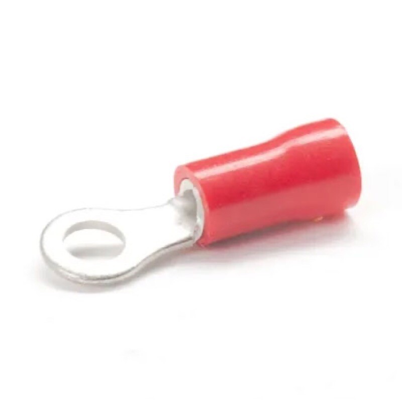 Partex RR Red Ring Terminal 3.7mm Hole for 0.5 - 1.5mm2 Cable