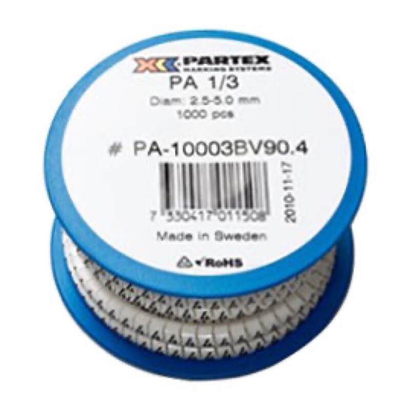 Partex PA1 Black on White 'C' Marker Suitable for 0.75-4mm2 Cable Roll ...
