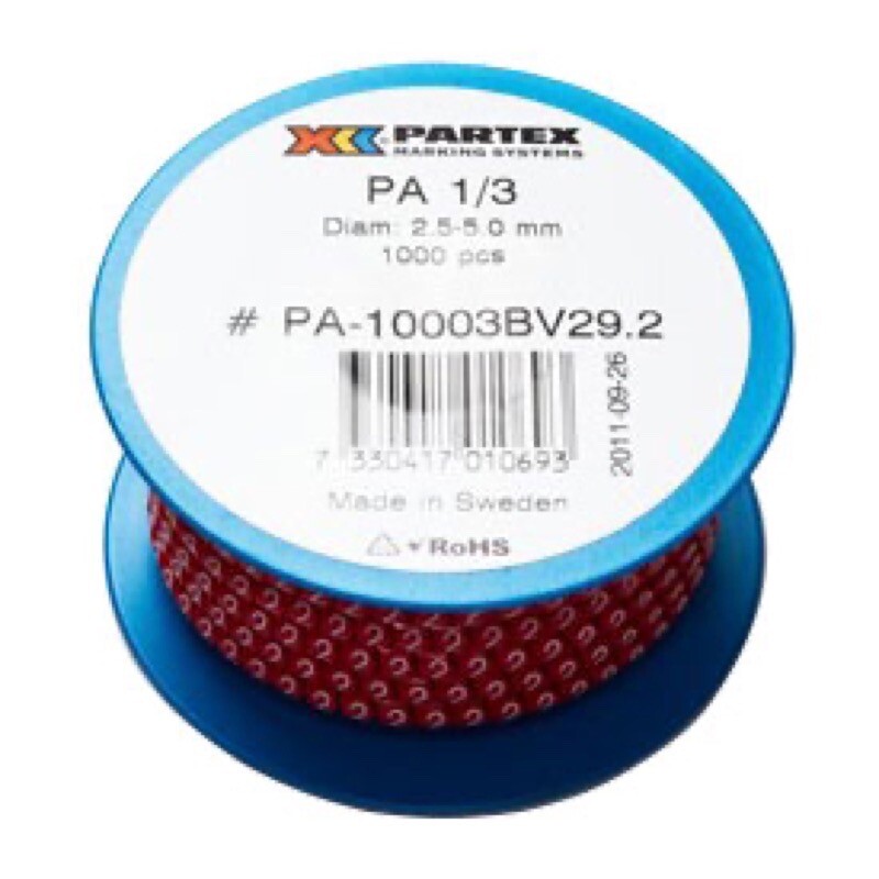 Partex PA1 Brown No.1 Colour Coded Marker Suitable for 0.75-4mm2 Cable ...