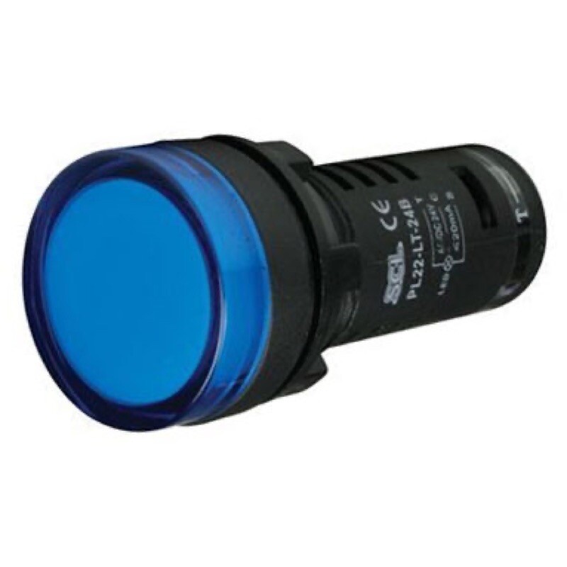 110VAC Blue LED Monoblock Pilot Lamp with Lamp Test 22.5mm